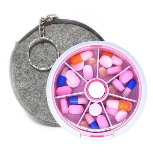 Pill Organizer Travel Pill Case for Purse Portable Pill Box Round ...