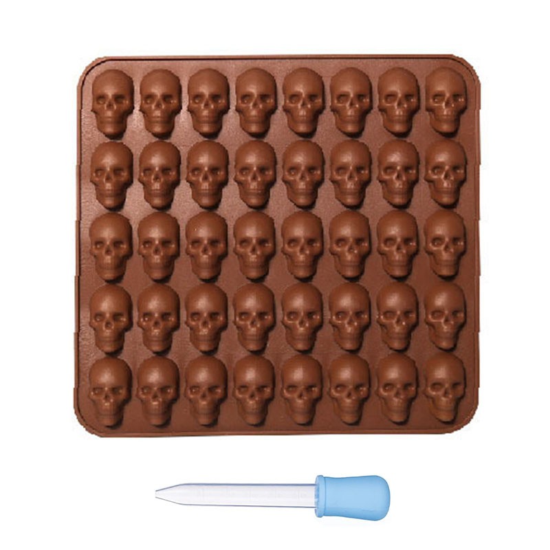 Gummy Skull Candy Mold Silicone 40 Cavity Non-Stick Skull Mold+Dropper ...