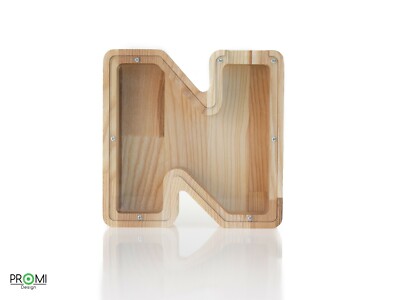 Money Box Bank Wooden Piggy Saving Letter Alphabet Coin Gift Kids ...