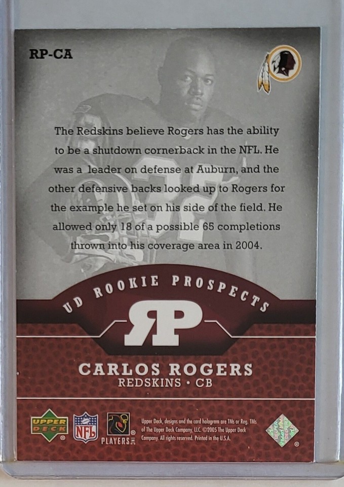 2005 Upper Deck Rookie Prospects #RP-CA Carlos Rogers Washington ...