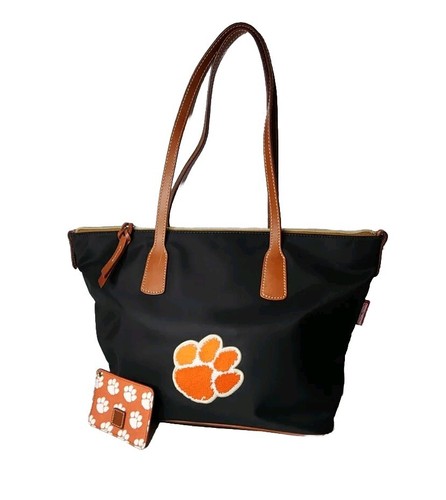 Dooney & Bourke Clemson Tigers Canvas Satchel Hand Bag With Change ...