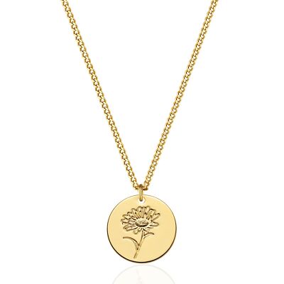 LOYATA Birth Flower Necklace Dainty 14K Gold Plated Necklace Engraved ...