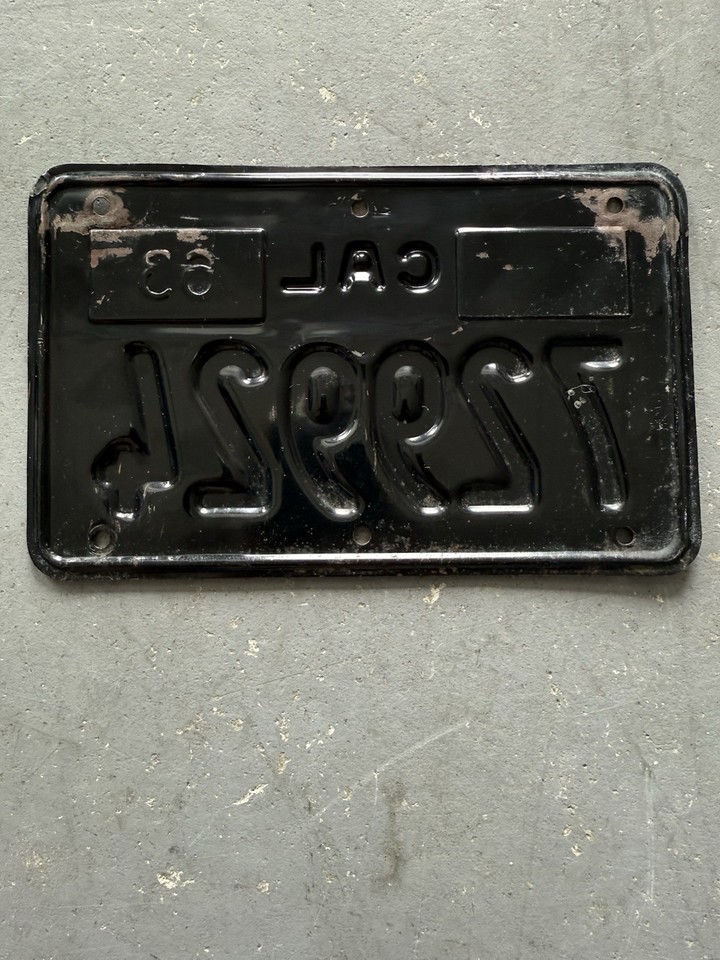 1963 California Motorcycle License Plate #72924 YOM Harley BMW 1969 ...