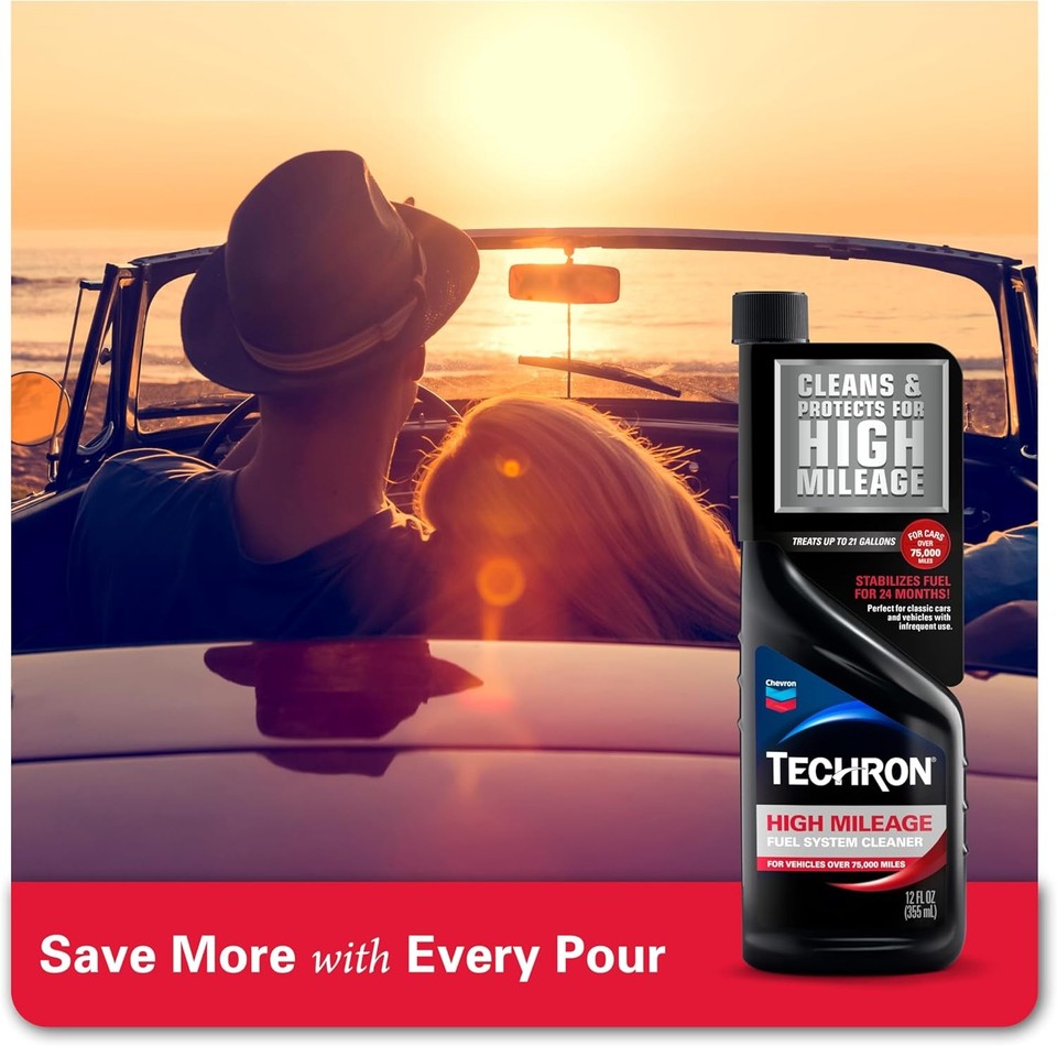 Chevron Techron High Mileage Fuel System Cleaner, 12 oz, 12 Fl Oz (Pack ...