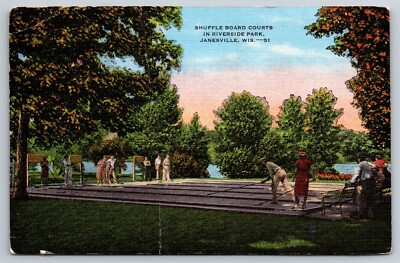 Janesville Wisconsin Shuffle Board Courts Riverside Park 1952 WI ...