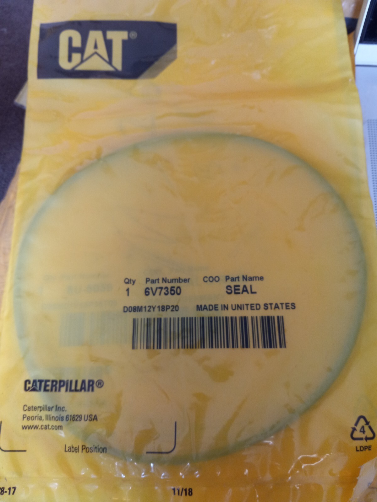 CAT 6V-7350: 2.62 X 113.97MM 75A FKM O-RING | eBay