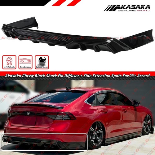 FOR 2023-25 HONDA ACCORD AKASAKA FULL BLACK REAR BUMPER DIFFUSER W ...
