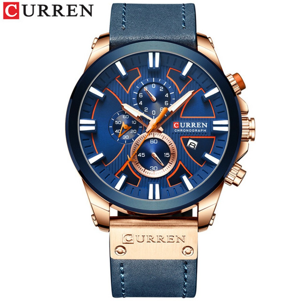 CURREN Watch Chronograph Sport Mens Watches Quartz Leather Male ...