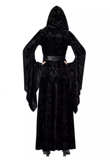 Black Velvet Hooded Robe Adult Halloween Costum | eBay