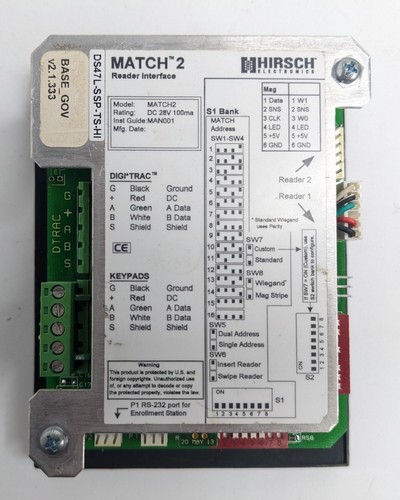 IDENTIV Hirsch Scramblepad with Match 2 Reader DS47L-SSP-TS-HL Scramble ...