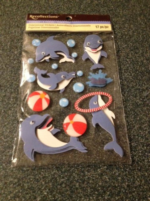 Recollections Dimensional Stickers 3D LARGE COLORFUL PLAYFUL PORPOISE ...