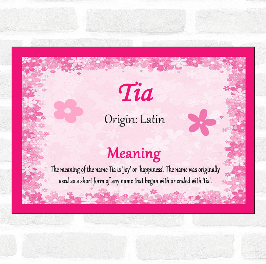 Tia Name Meaning Pink Certificate | eBay