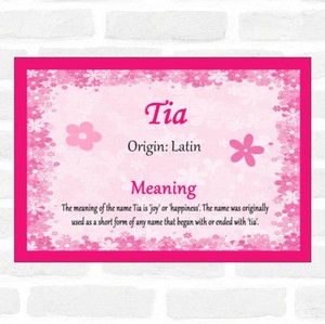 Tia Name Meaning Pink Certificate | eBay