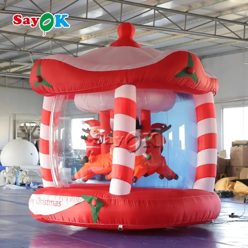 Christmas Inflatable Merry-go-round Carousel Decoration Mini Fairground ...