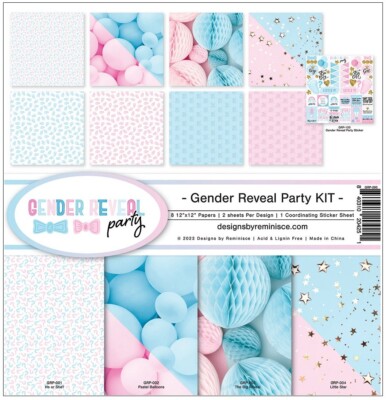 Gender Reveal Collection Kit, 8 DS scrapbook papers, stickers Reminisce ...