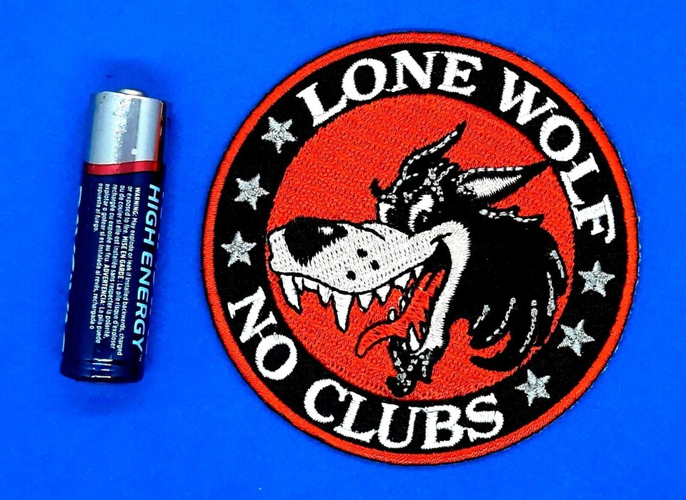 Lone Wolf No Clubs Toon Style Wolf Iron On Embroidered Patch 3" x 3" | eBay