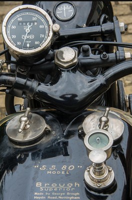 Antique Cowey Motorcycle Speedometer & Bracket / Trip - Brough Superior ...