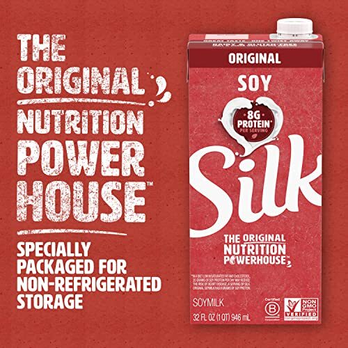 Silk Shelf-Stable Soy Milk Original Dairy-Free Vegan Non-GMO Project 32 ...