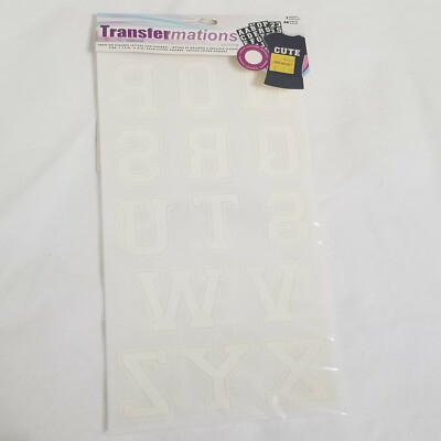 Transfermations Iron On Flocked Letters Numbers White 46 Pcs 1.75 ...