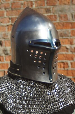 Medieval Barbuta Helmet Bassinet 14 Gauge Knights Templar Crusader ...