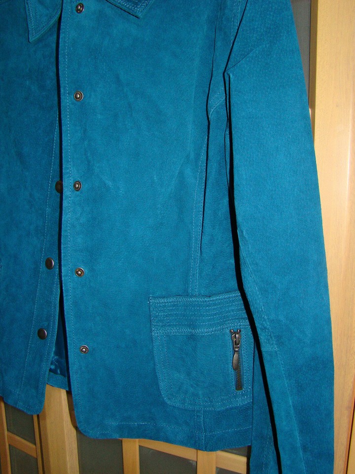Chico's Turquoise Blazer Style Genuine Suede Jacket, NWT Size Women's 1 ...