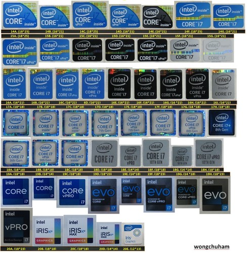 Laptop PC Sticker - intel Core i7 Sticker (1Gen - 11Gen) / iris ...