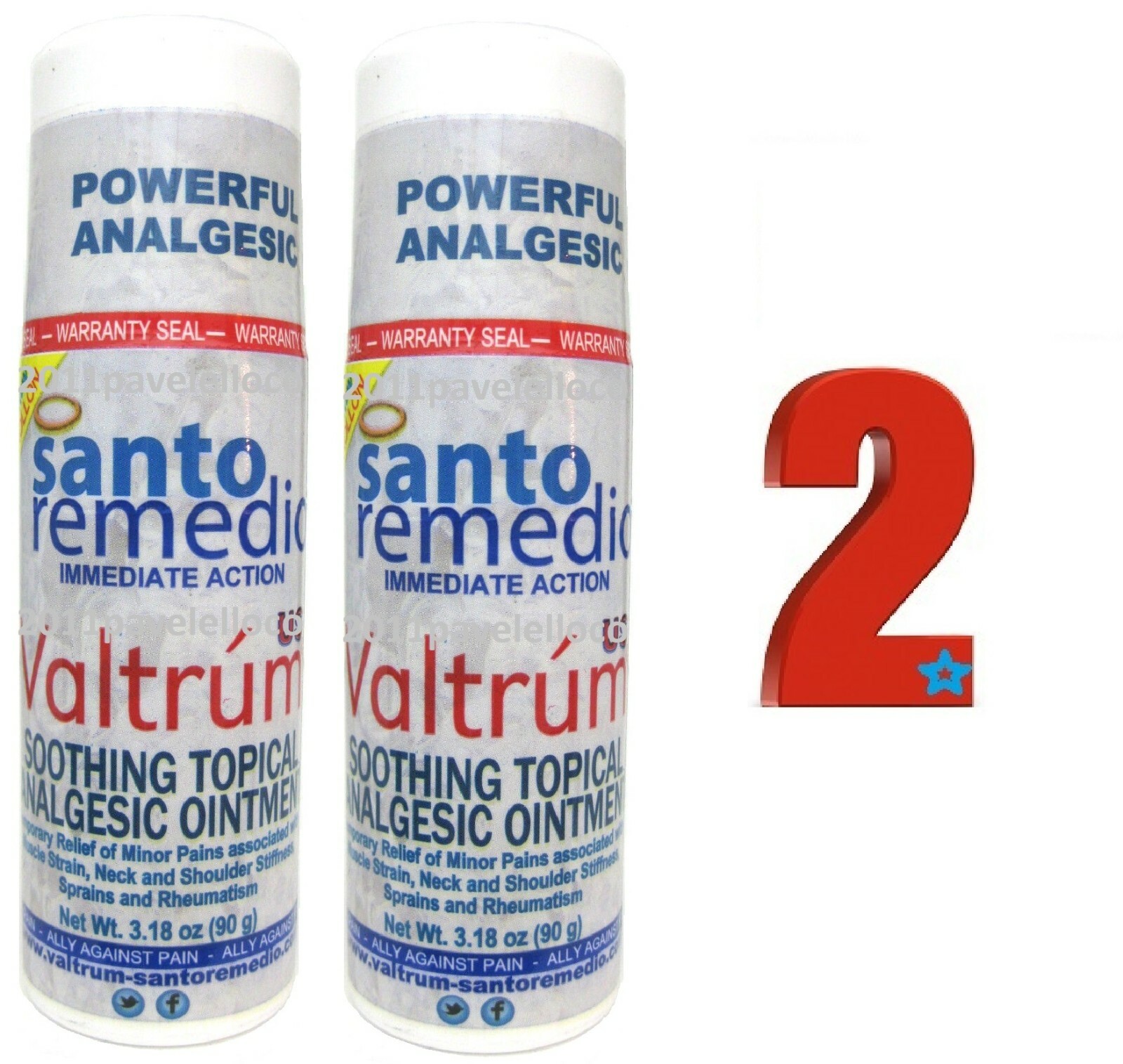 SANTO REMEDIO Valtrum ANALGESIC Gel 1, 2 BOTTLES Roll On Pain Relief ...