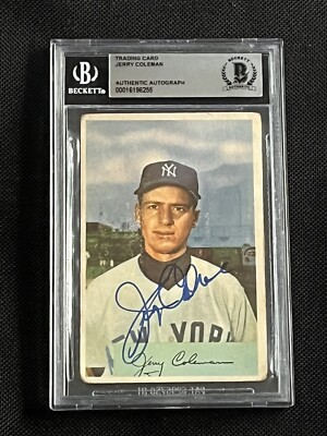JERRY COLEMAN 1954 BOWMAN SIGNED AUTOGRAPHED CARD YANKEES BECKETT BAS ...