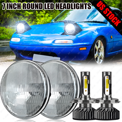 2x For Mazda Miata MX-5 MX5 1990-1997 DOT 7" inch Round LED Headlights ...
