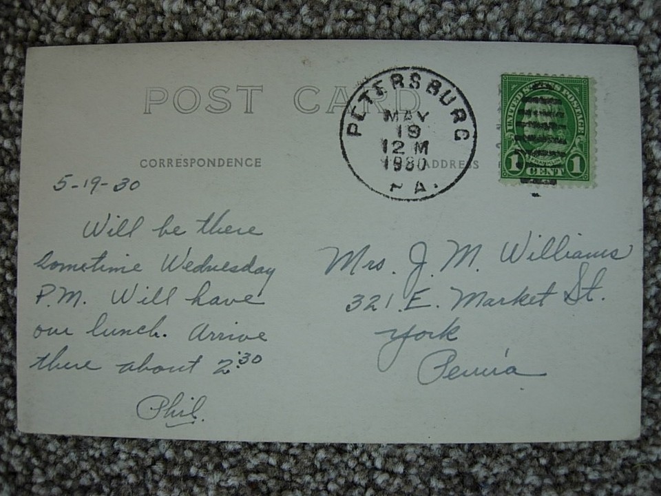 RPPC-PETERSBURG PA-JUNIATA RIVER-1930-REAL PHOTO-HUNTINGDON COUNTY ...
