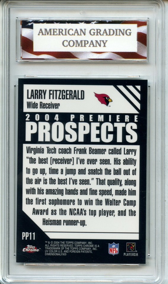 2004 Topps Chrome #11 Larry Fitzgerald Rookie Card AGC 10 Gem Mint | eBay