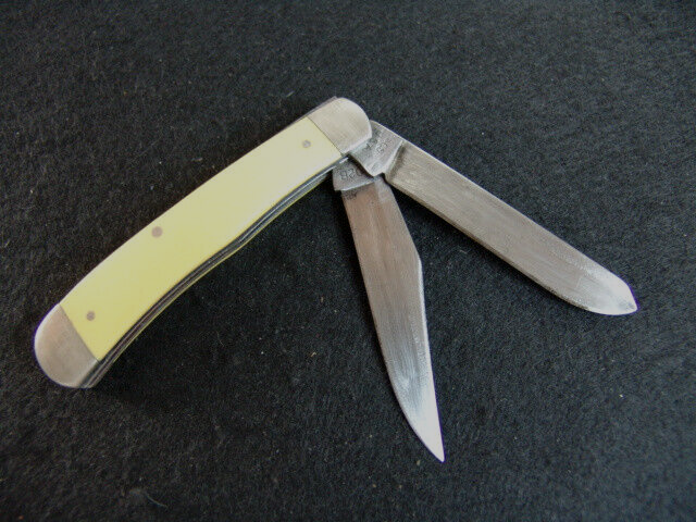 MOORE MAKER-3202B-TRAPPER-YELLOW DELRIN-CANNON STEEL-FOLDING KNIFE ...