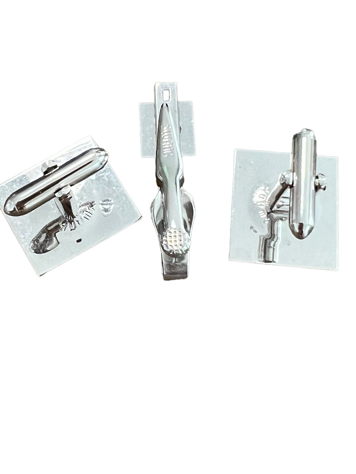 Vintage Signed Swank Initial H Silver Tone Black Diamond Cut Cufflinks ...