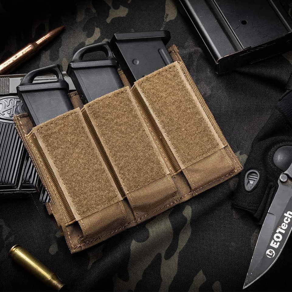 Tactical Molle Triple Magazine Pouch 9mm .40 .45 Pistol Mag Pouch Ammo ...