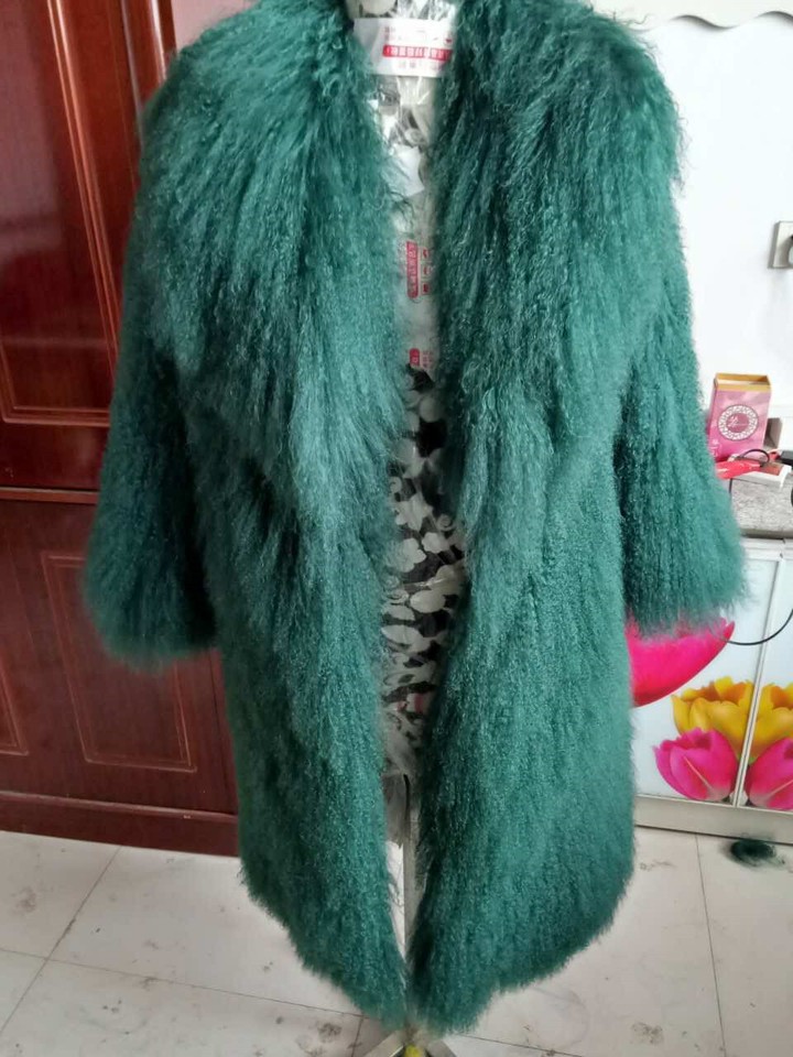 Women 100%Real Lamb Sheep Warm Coat Curly Lamb Tibetan Fur Mongolian ...