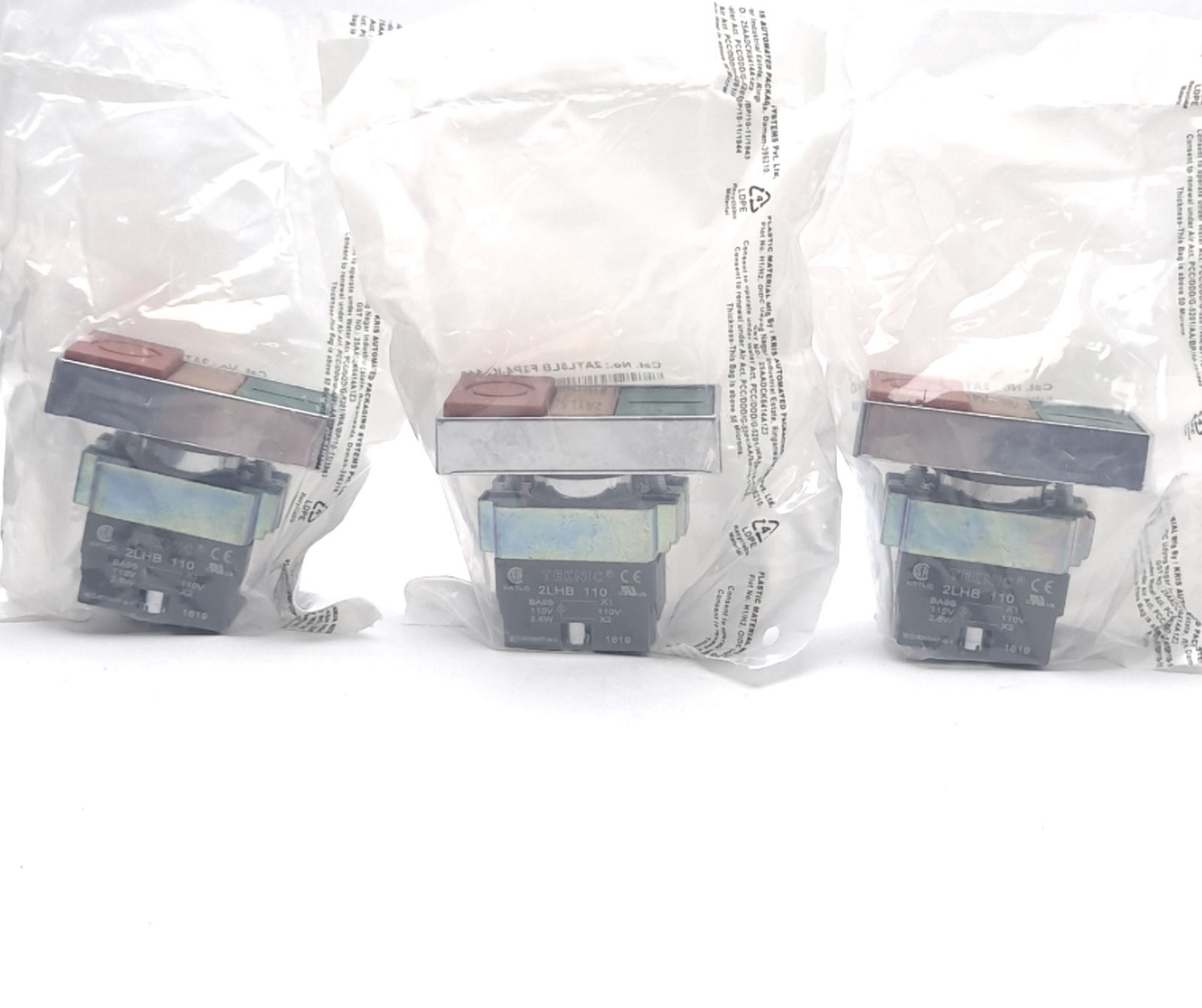 Lot of 3 Altech 2ATL5LB F3P4-IO-110 Twin Push Button Switch 110VDC/AC ...