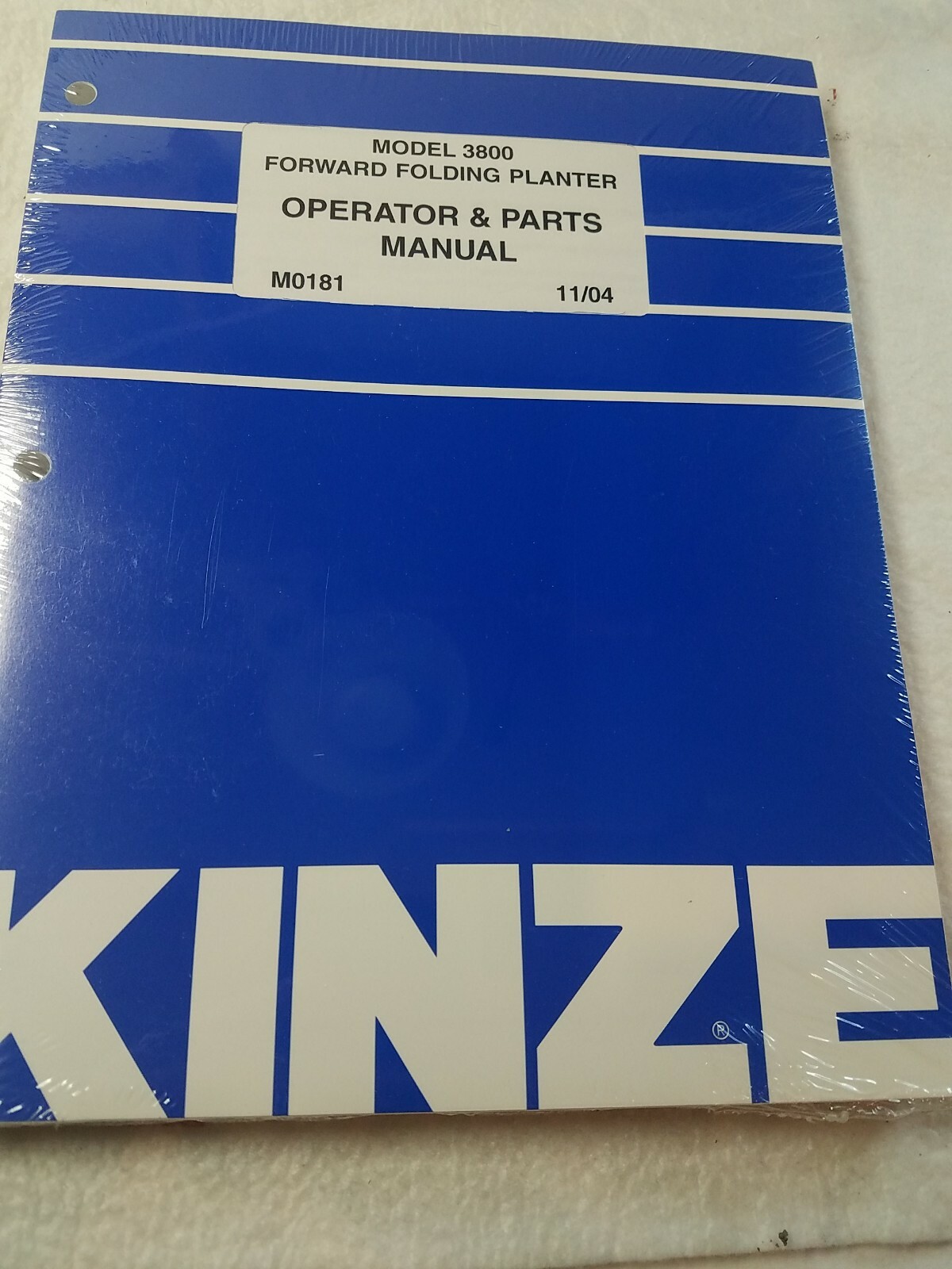 Kinze Model 3800 Forward Folding Planter Operator and Parts Manual ...