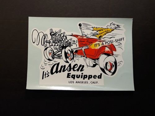 ANSEN EQUIPPED POSI SHIFT 60's Drag Racing water slide decal 5" X 3 ...