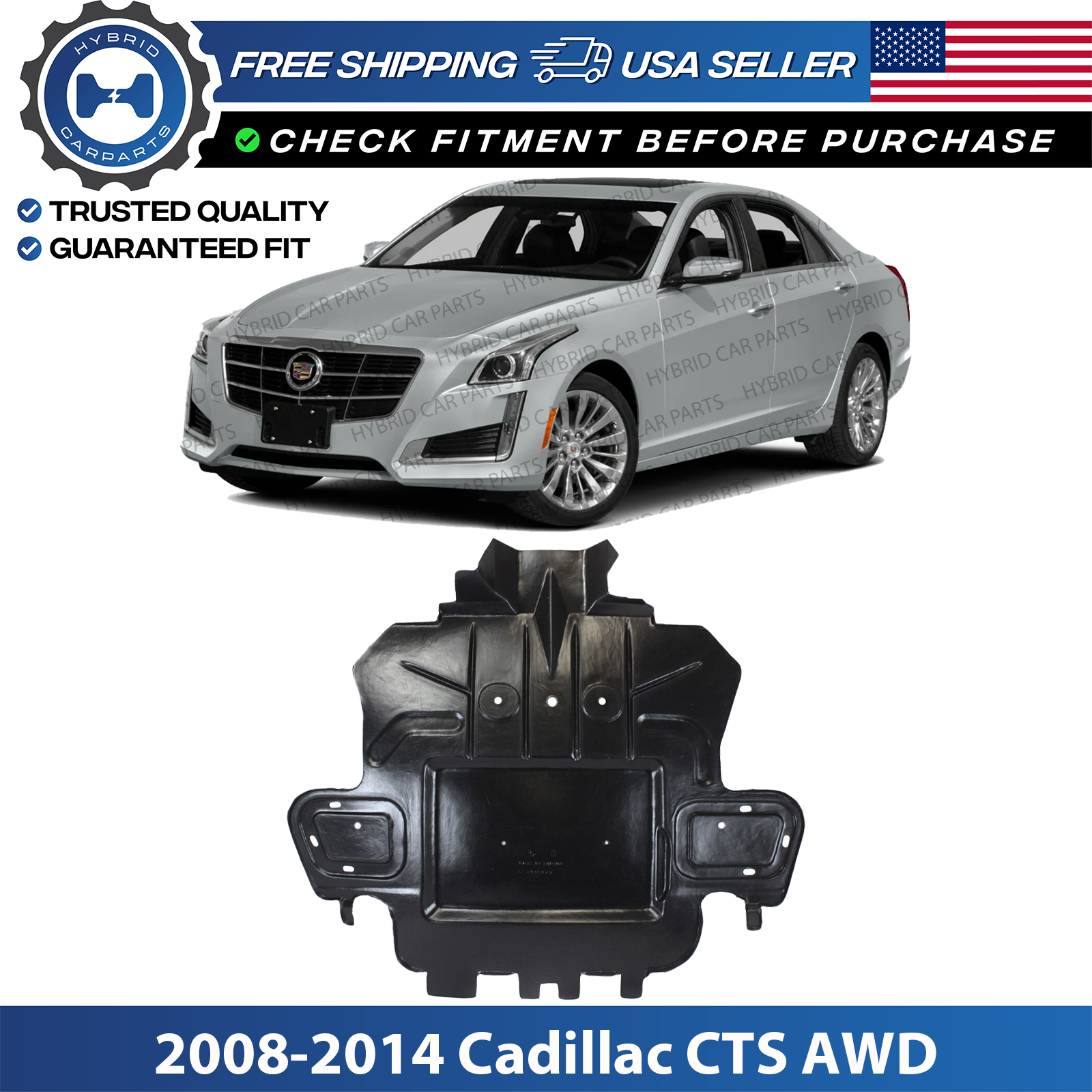 New Front Engine Splash Shield For 2008-2014 Cadillac CTS AWD GM1228136 ...