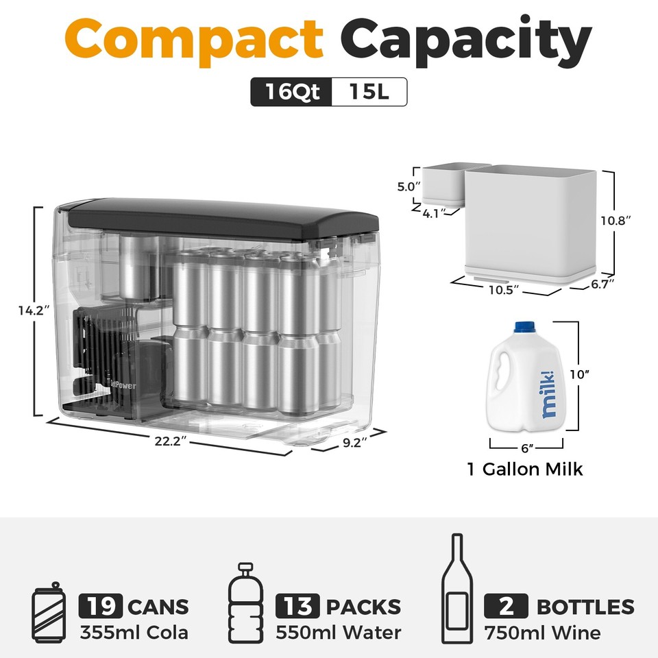 Setpower AB16 12v Refrigerator 16 Quart Electric Cooler for Vehicles ...