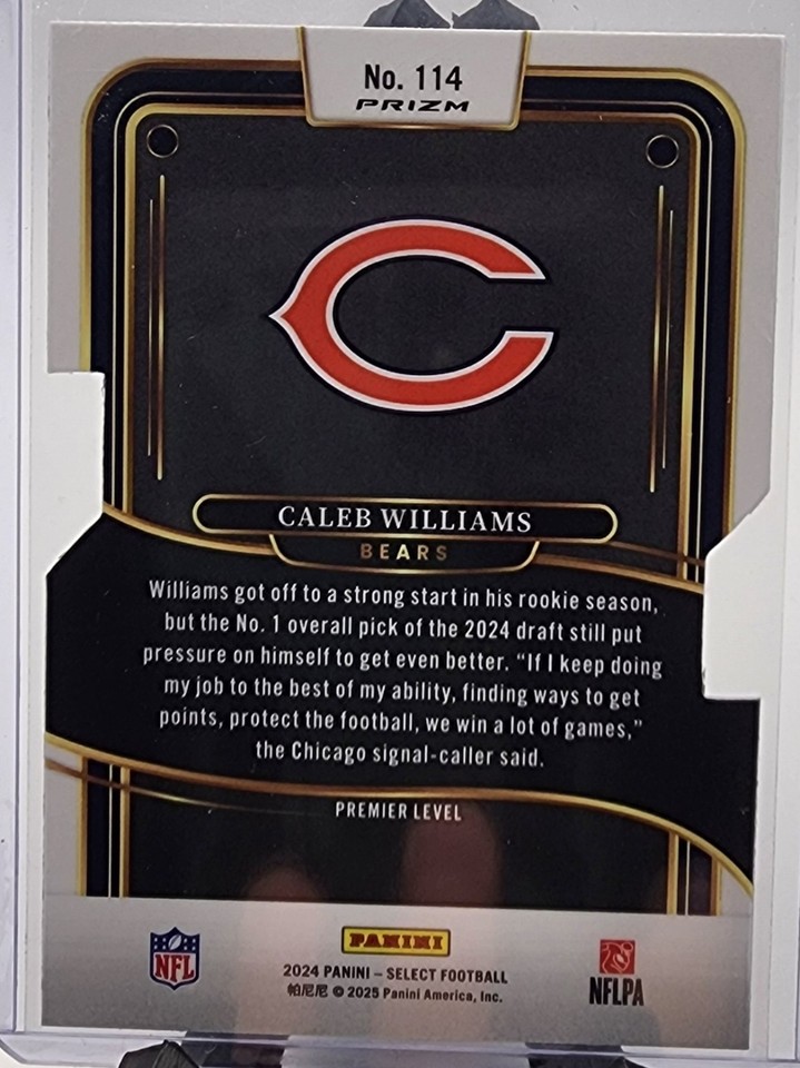 Panini Select 2024 Caleb Williams #114 Die-Cut Silver Prizm Rookie Card ...