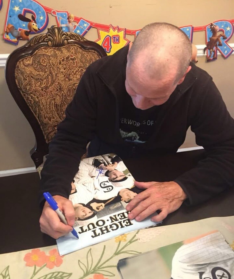 Eight men out signed 16 x 20 SHEEN , Cusack , Rooker , DB Sweeney 4 ...