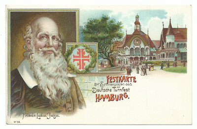 Hamburg IX. Deutsches Turnfest Friedr. Ludw. Jahn Turnen Turner Litho ...