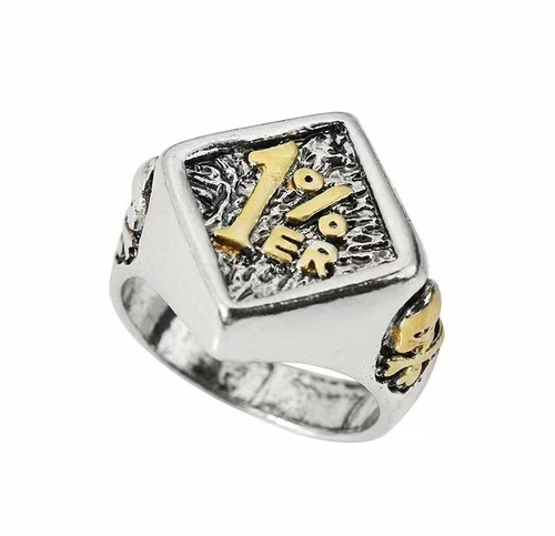🔥Biker Ring 1%er Diamond Skulls Gold/Silver/Black- 1%er Guardian Bell ...