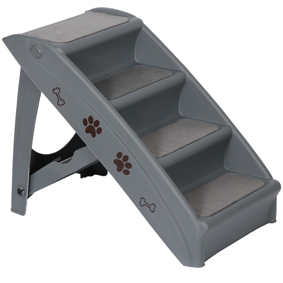 Dog Stairs Foldable 4 Steps Pet Dog Step for High Bed Indoor Outdoor ...