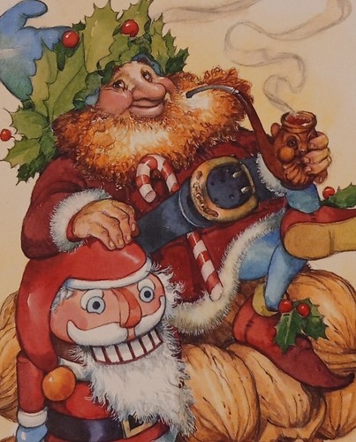 UNUSED vintage Christmas card, gnome and nutcracker, David Wenzel 7" | eBay