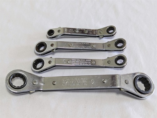 Lot of 4 Blue Point Offset Ratchet Wrenches/Spanners - 8mm 10mm 7/16 11 ...
