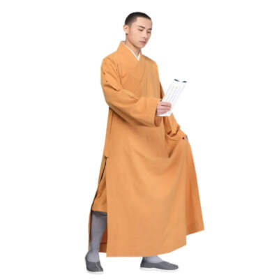 Qiezi Summer Shaolin Monk Gown Kung Fu Uniforms Martial Arts Robe (Dark ...