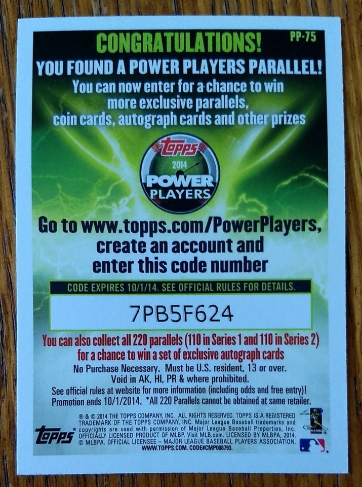 MARCELL OZUNA, 2014 TOPPS POWER PLAYERS PROMO CODE CARD #PP-75 | eBay