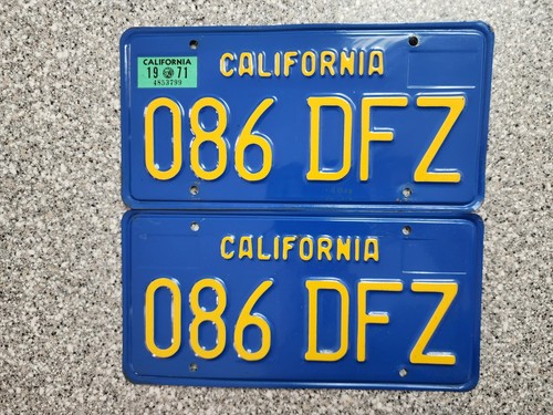 1970 California License Plates, 1971 Validation Sticker, DMV Clear ...
